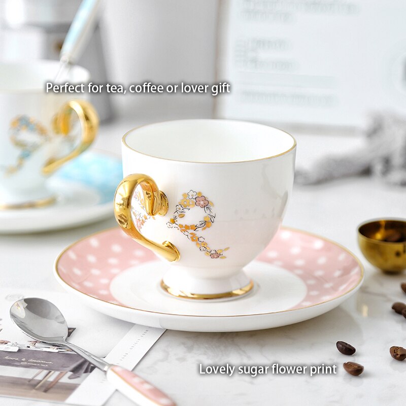 Lover Bone China Coffee Cup Saucer Spoon Set 200ml... – Grandado