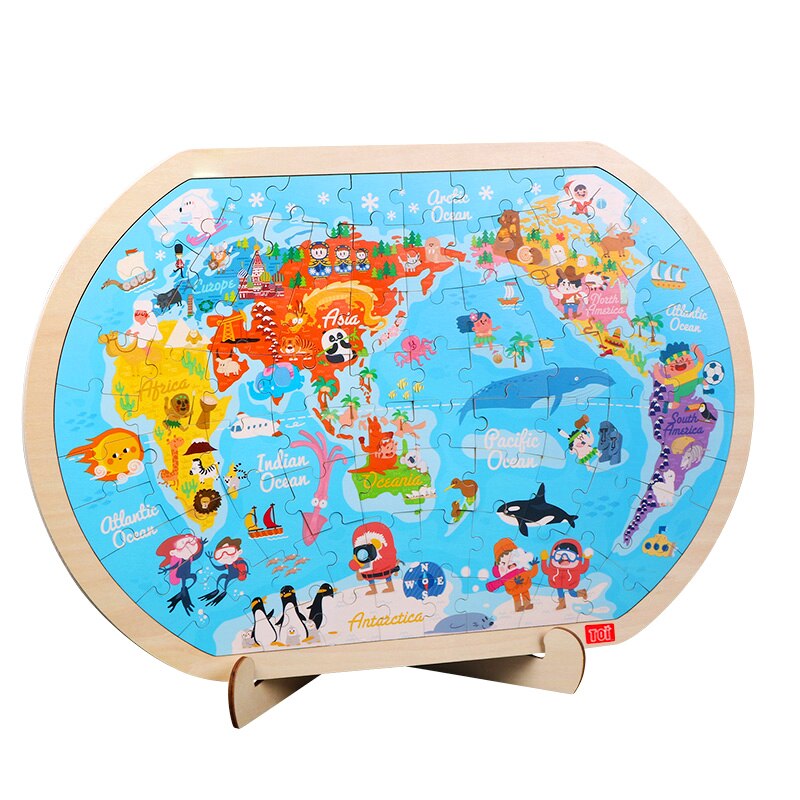 Kids Toys Wooden World Map Puzzle 45*30cm Jigsaw P... – Grandado