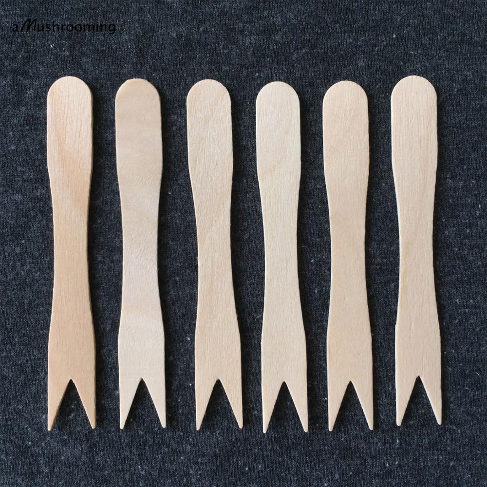 100pcs natural birch wood two prong wooden forks d... – Vicedeal
