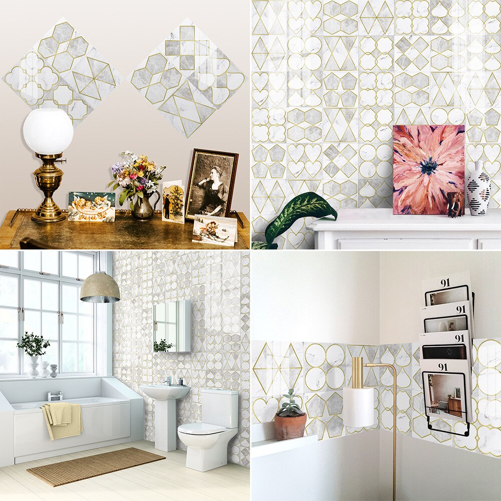 Luxury golden art tile stickers Aisle wall waterpr... – Vicedeal