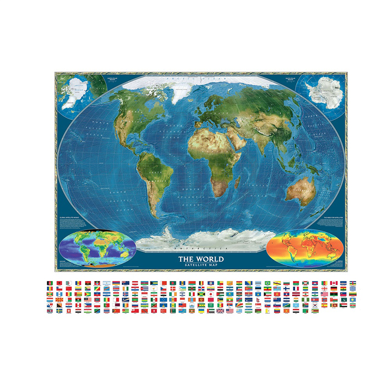 60*60cm World Map Non-woven Canvas Painting Unfram... – Grandado