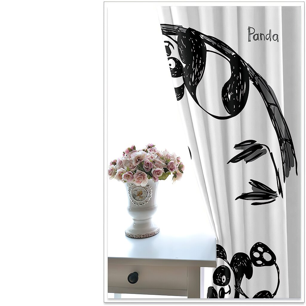 Rideau d'impression en bambou avec joli Panda mang... – Grandado