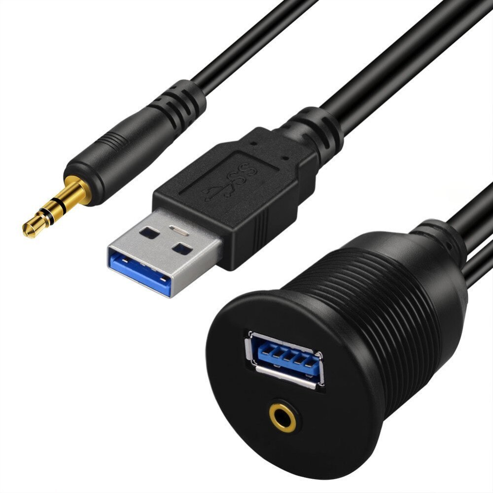 USB 3.0 & 3.5mm Auto Mount Flush Kabel 3.5mm +... – Vicedeal