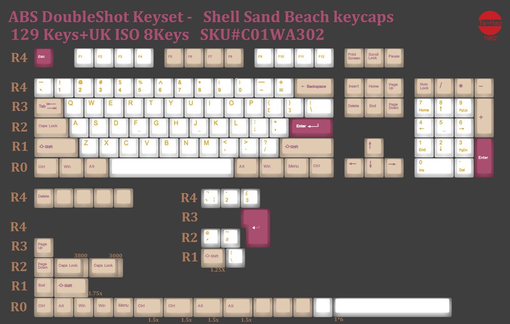taihao Shell Sand Beach ABS double shot keycaps fo... – Grandado