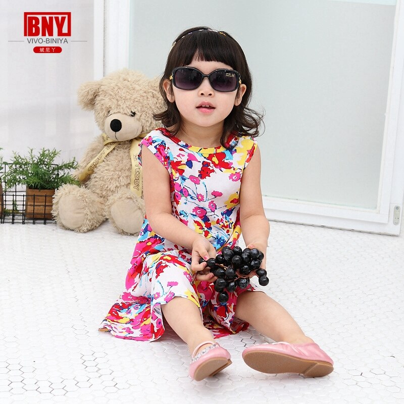 girl summer beach clothes flower print swimsuit fe... – Grandado