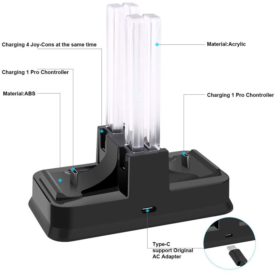 6 In 1 Nintend Switch LED Charger Dock Charging St... – Grandado