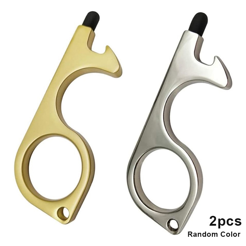 2 Pcs Contactless Door Opener Keychain Tool with S... – Grandado