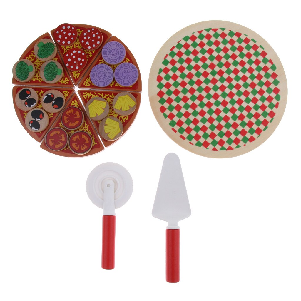 Children Kitchen Food Wooden Sticky Connected Pizz... – Grandado