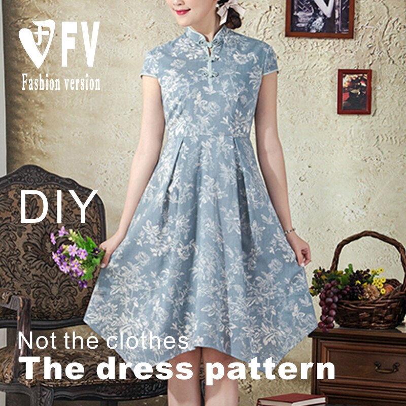 Chinese Cheongsam Patroon Staande Kraag Jurk Patro... – Grandado