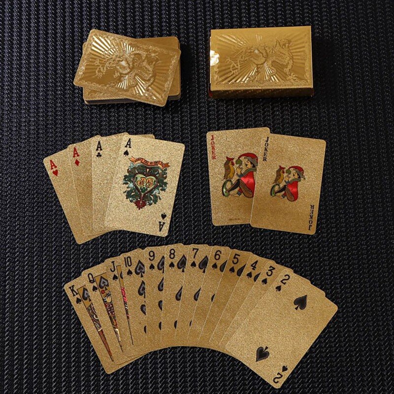 TopWaterproof Poker Set Deck Gold Foil Playing Car... – Vicedeal