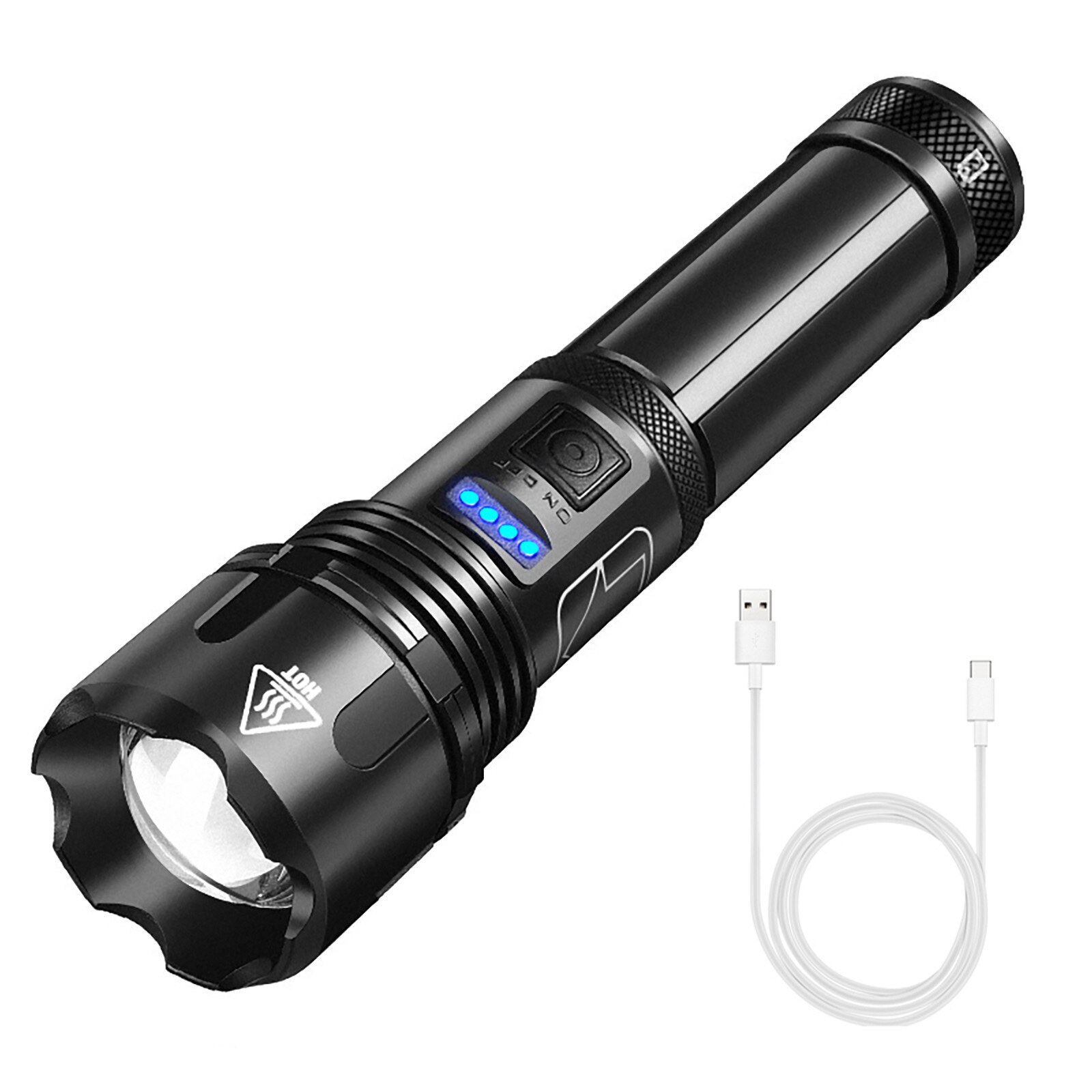 XHP50 LED Flashlight Zoom USB Rechargeable Power D... – Grandado