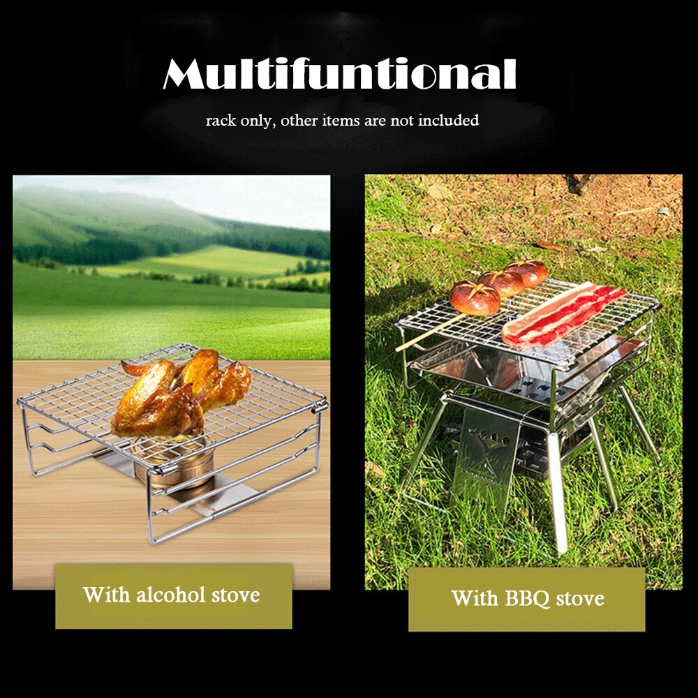 Mini Folding Grill Rack with Adjustable Gear Campi... – Grandado