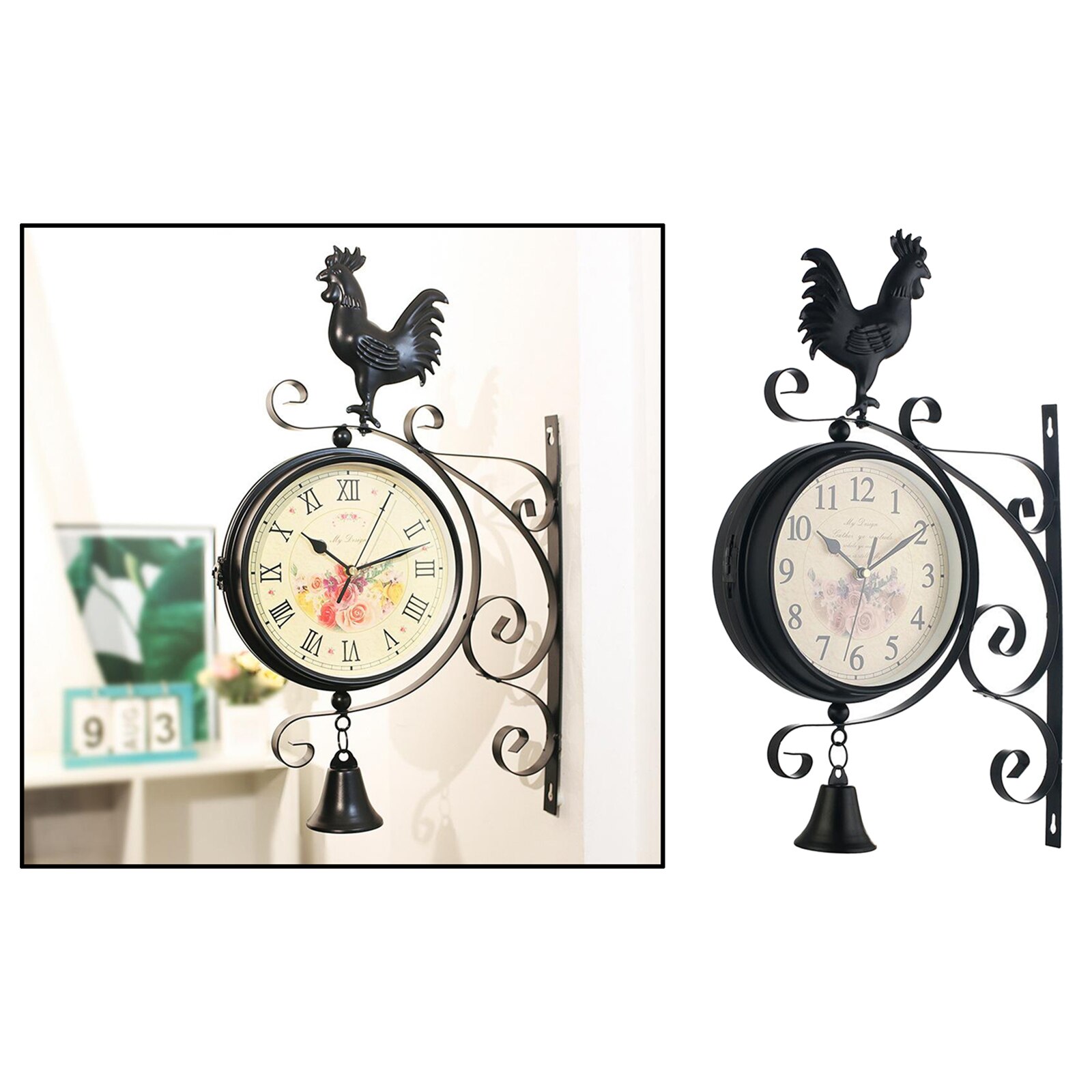 Retro Double Sided Wall Mounted Bracket Clock Quar... – Grandado