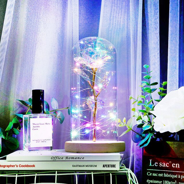 Enchanted Forever Rose Flower In Glass LED Light C... – Grandado