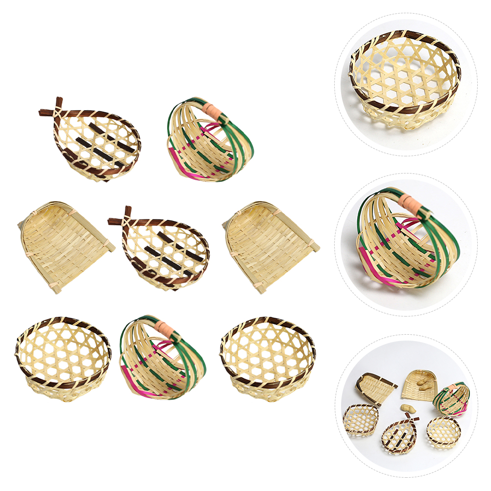 8 pezzi Mini cestini di bambù piccoli cestini di b... – Grandado