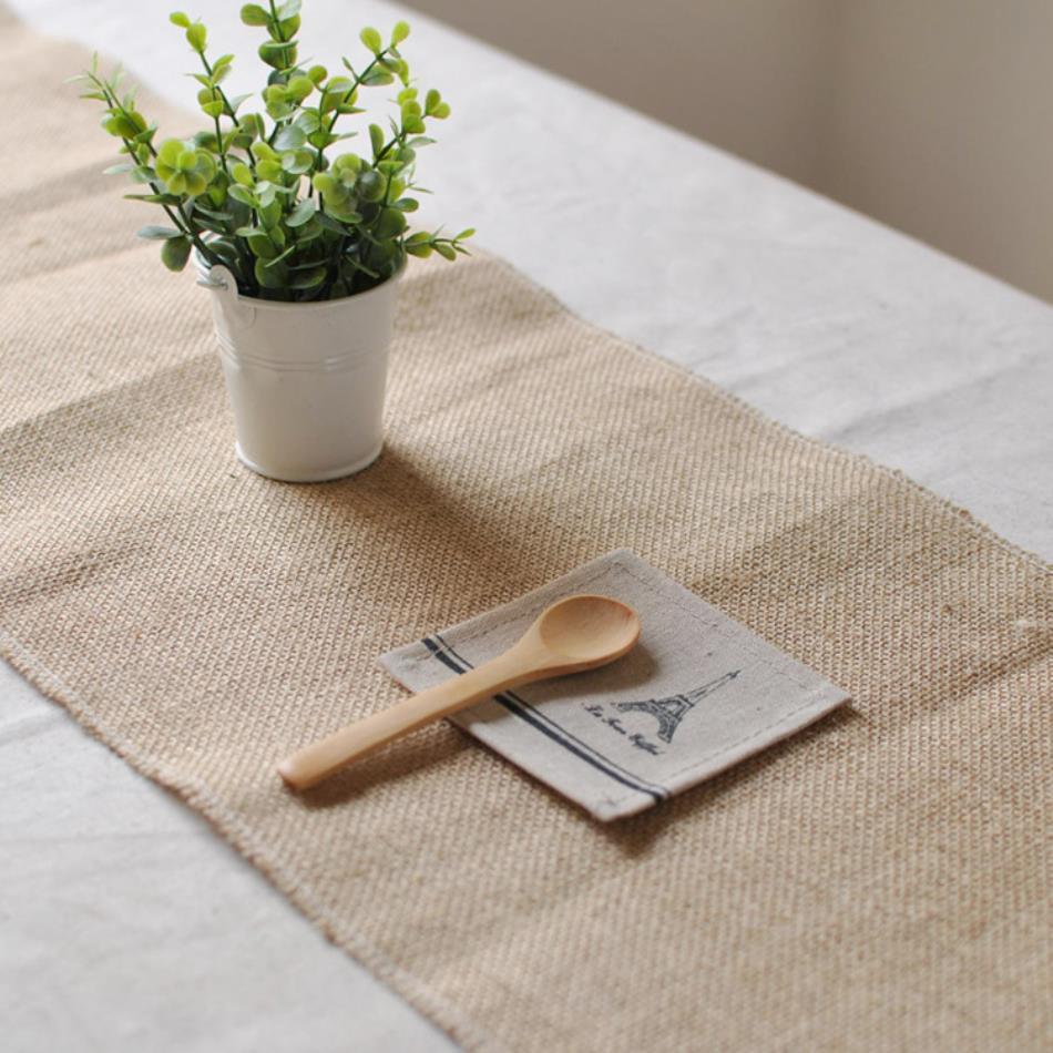 Modern Table Runner with Lace, Hessian Linen Fabri... – Grandado