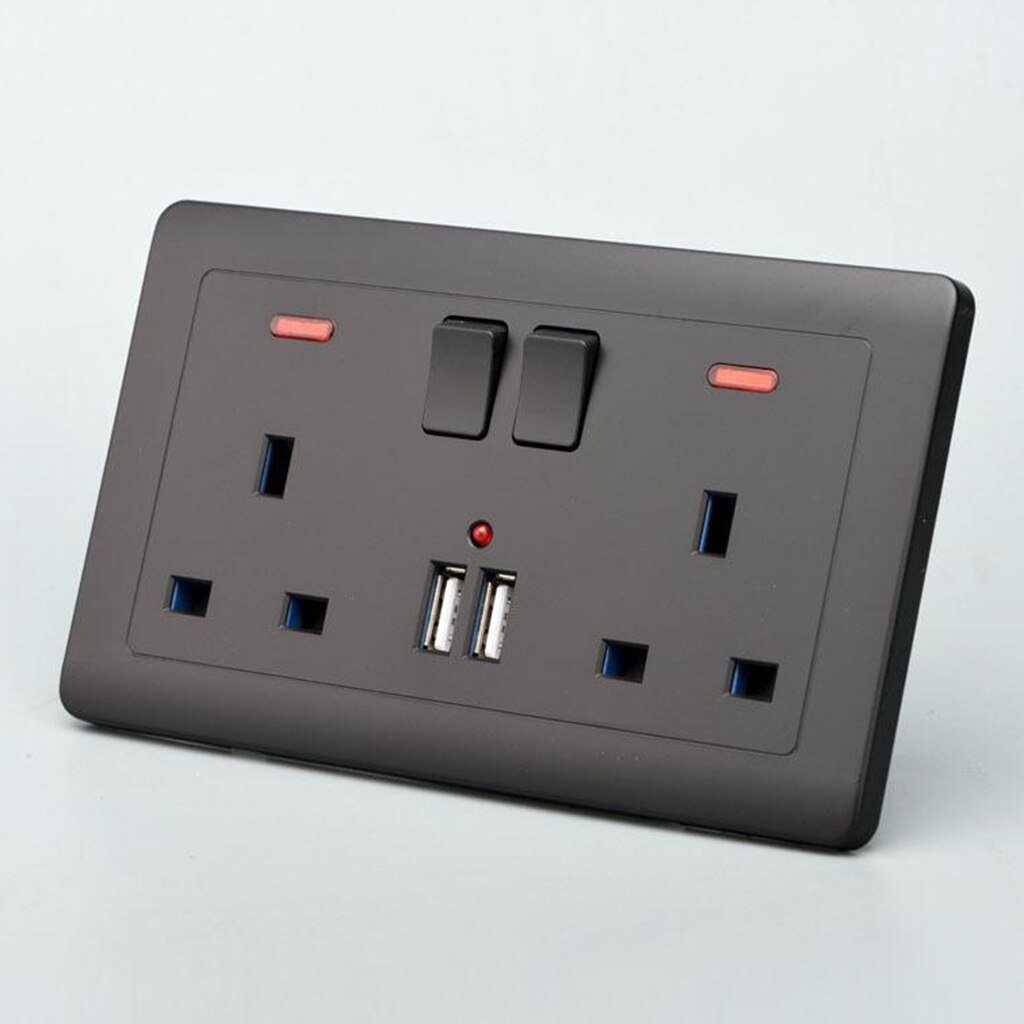 Double Wall Sockets 2 Gang 13A with 2 USB Charger ... – Grandado