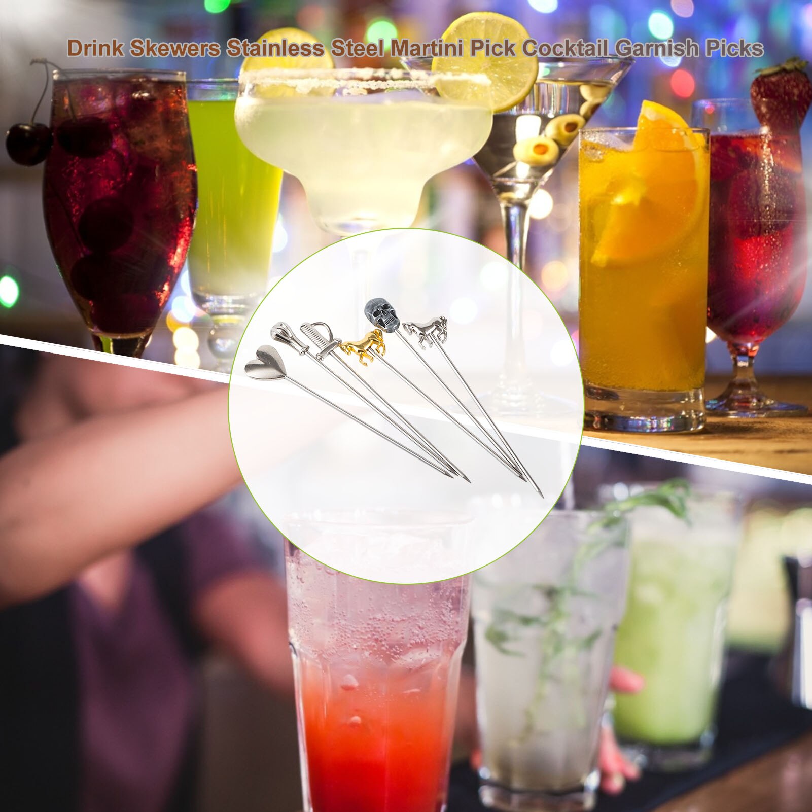 6PCS Stainless Steel Cocktail Picks Sticks Sandwic... – Grandado