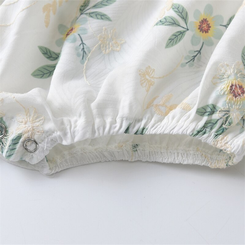 Born Baby Girl Romper Summer Flower Embroidery Puf... – Vicedeal