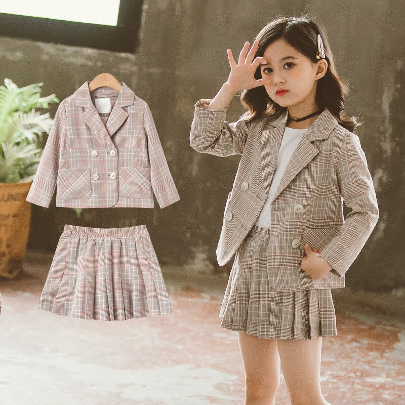 Girls Clothing Sets Spring Autumn Kids Plaid Suit ... – Grandado