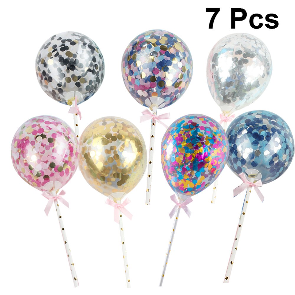 7PCS Sequins Balloons Cake Toppers Confetti Balloo... – Grandado