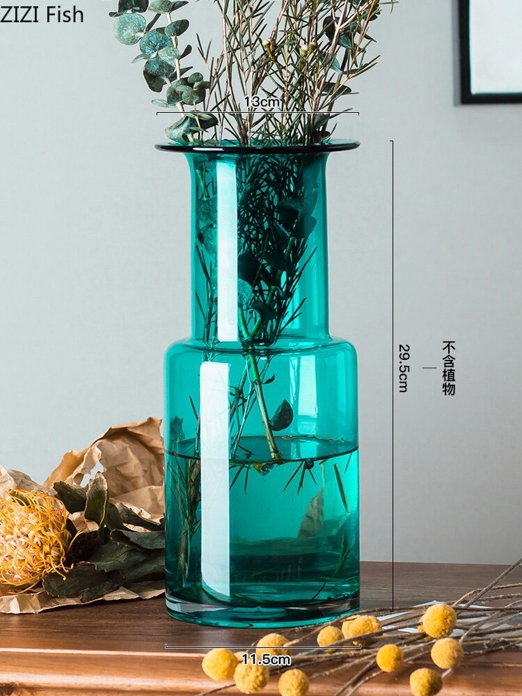 European Blue Transparent Glass Vase Art Hydroponi... – Vicedeal