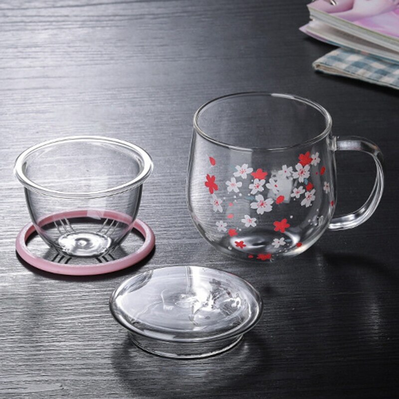 Sakura Mug Glass Mug with Tea Infuser Filter&L... – Grandado