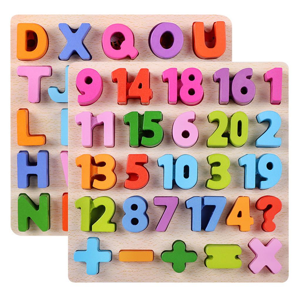 Alphabet ABC Numbers Wooden Puzzles Lacing Beads G... – Grandado