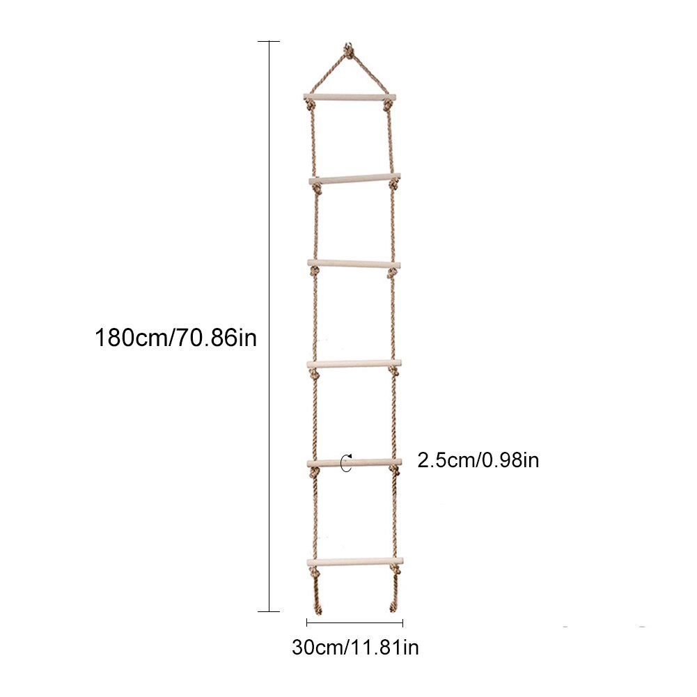 Climbing Rope Ladder for Kids(69") 5 Wooden Steps ... – Vicedeal