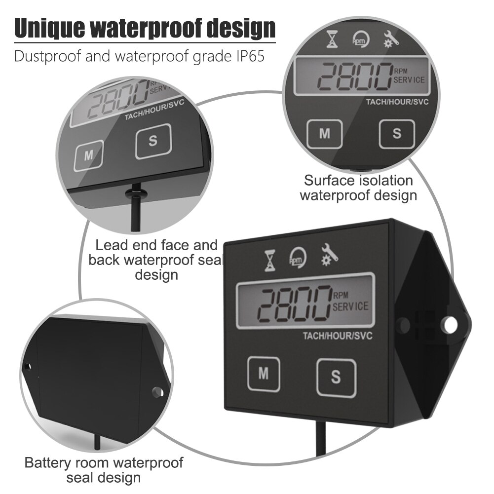 Digital Waterproof Engines Tachometer Hour Meter M... – Grandado