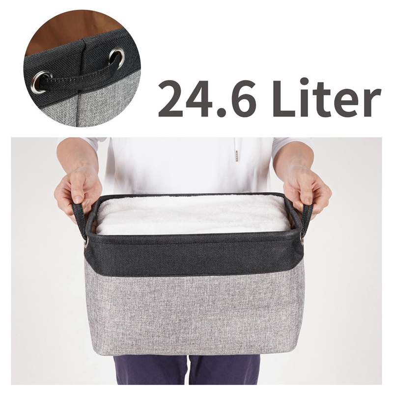 Fabric Storage Box, Storage Basket, Black Gray, Ba... – Grandado