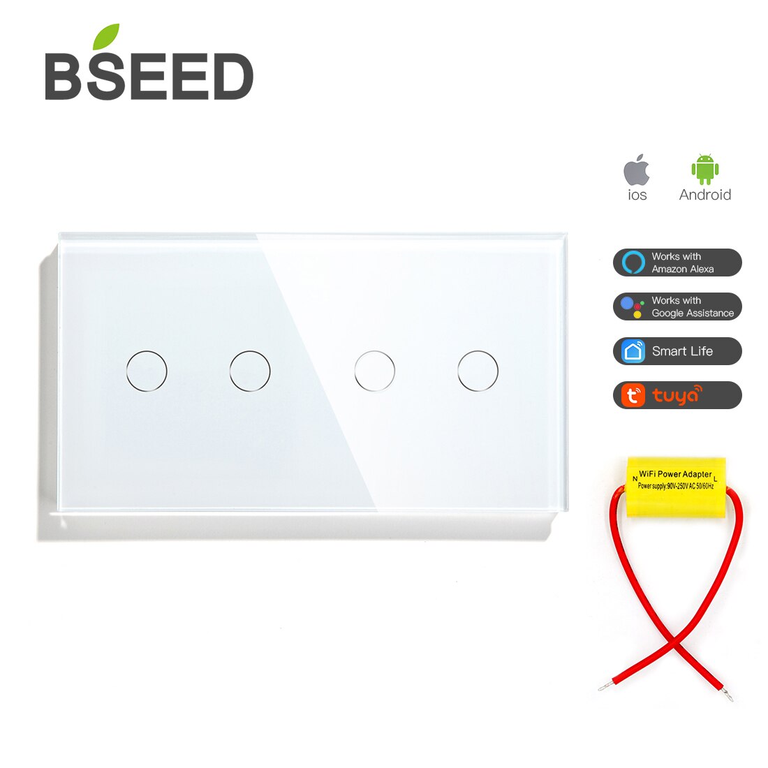 BSEED WIFI Double 2Gang 1way Light Switches Smart ... – Grandado