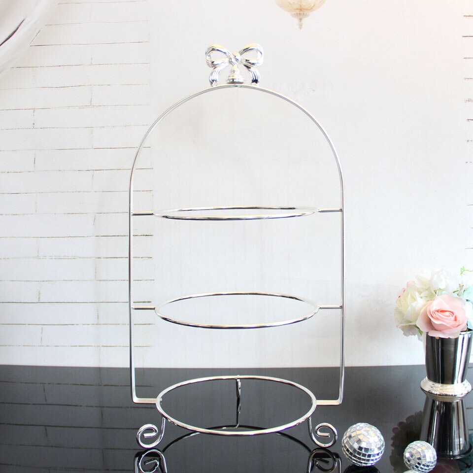 3018 3-layer cake stand fruit pan dessert tray sil... – Vicedeal