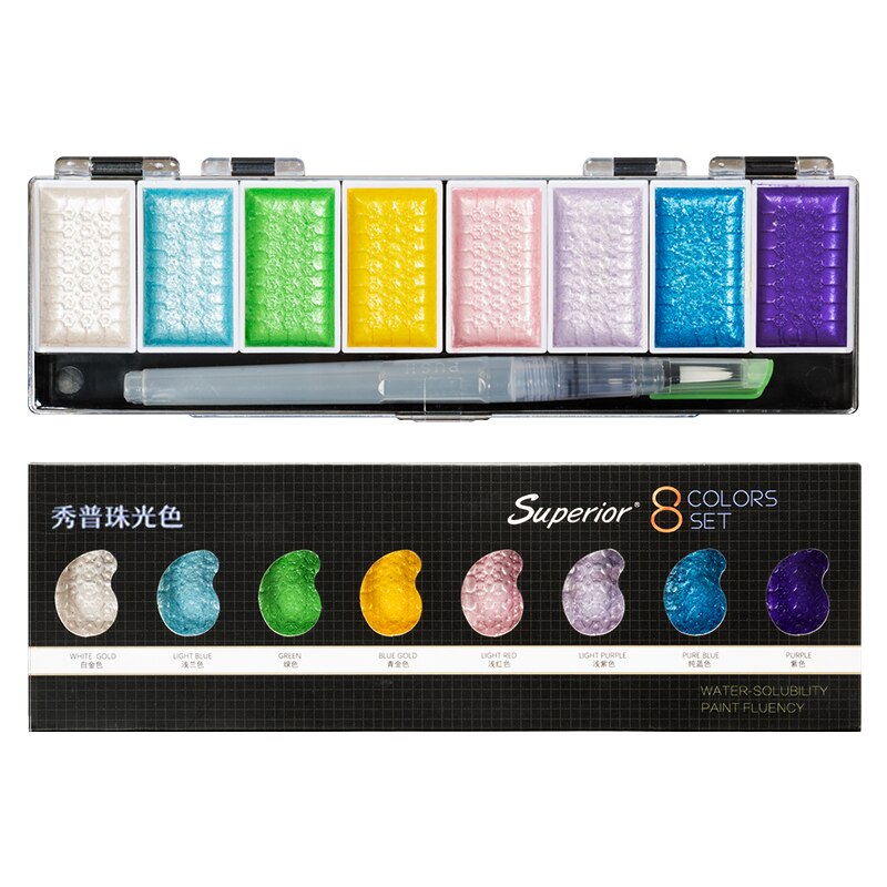 Premium 5/8Colors Solid Water Color Set Metallic G... – Vicedeal