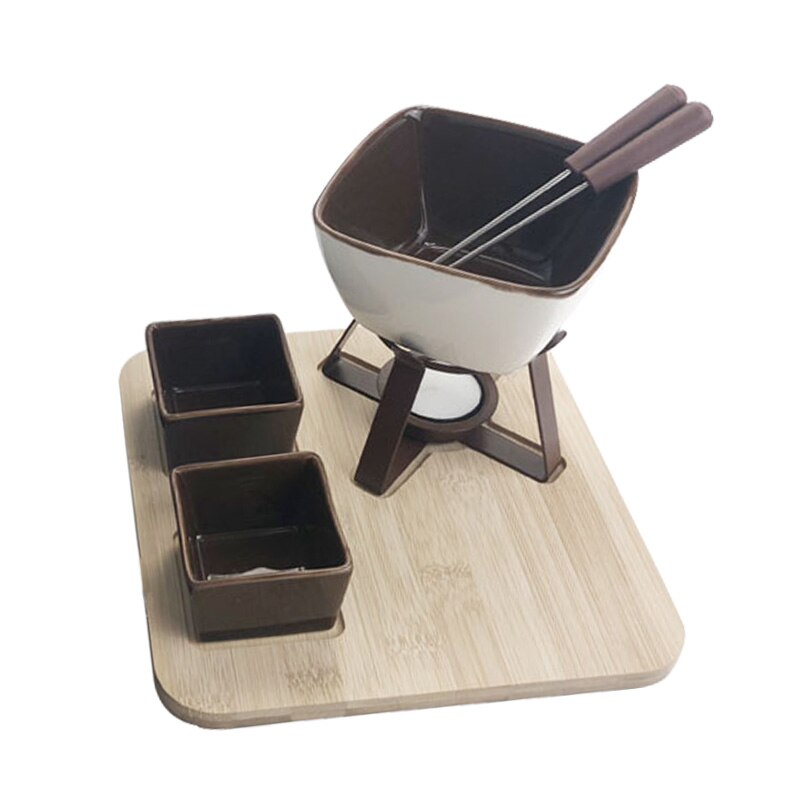 Fondue Pot Set, Glazed Ceramic Fondue Set for Choc... – Grandado