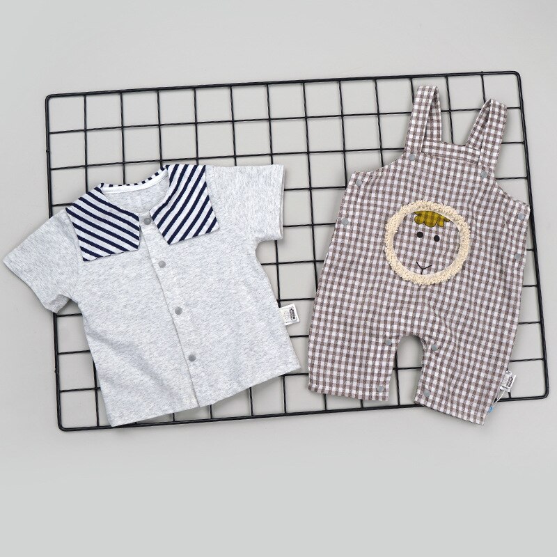 Baby Boomer Set Cotton Short Sleeve Boy Bib Set Su... – Grandado