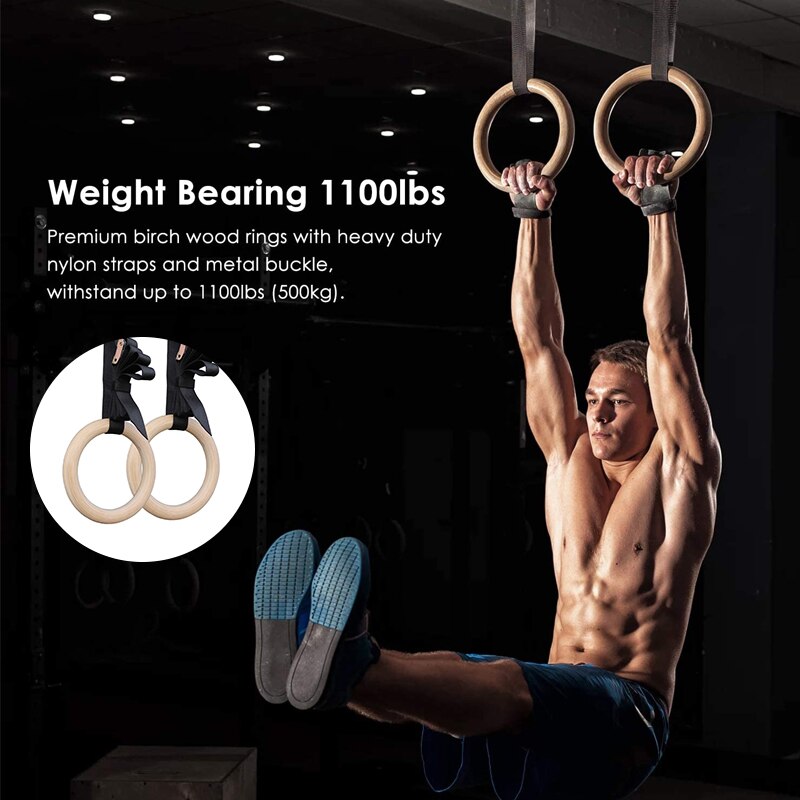 1 Pair Wood 32mm Olympic Gymnastic Rings Gym Cross... – Grandado