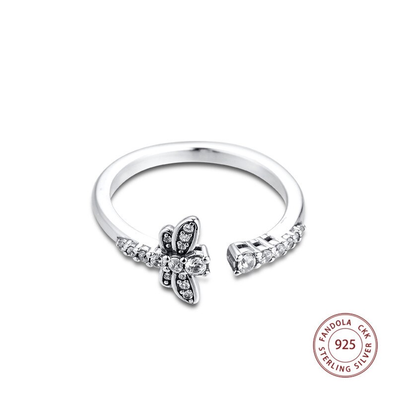 925 Sterling Silver Sparkling Dragonfly Open Rings... – Vicedeal