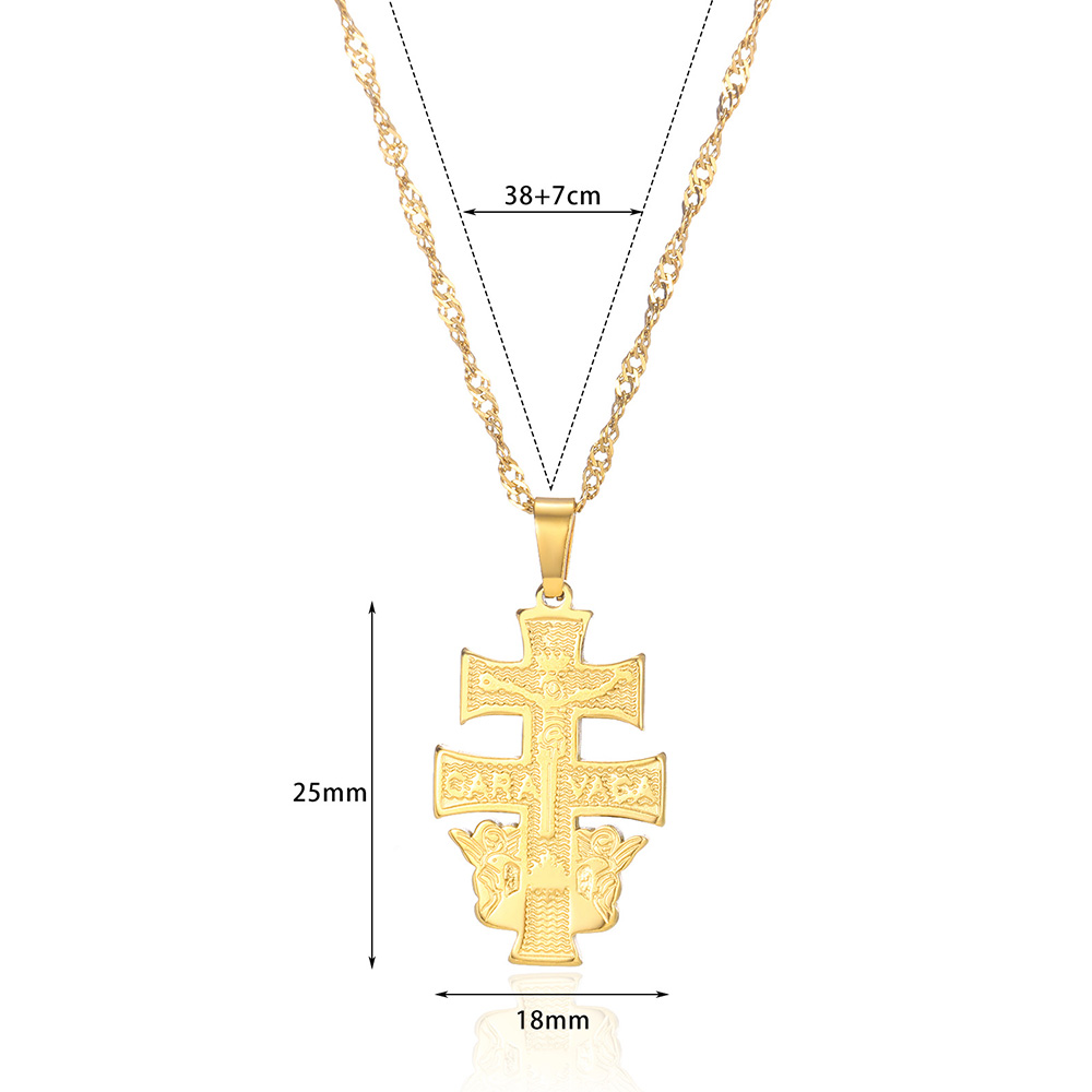 Gold Color Cross Necklace For Women Men Caravaca A... – Grandado