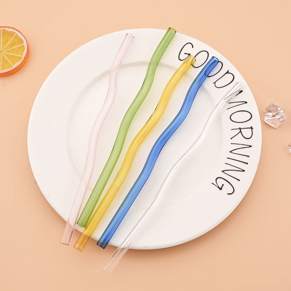 10Pcs Glass Straws Reusable Wavy Glass Straws 7.8 ... – Grandado