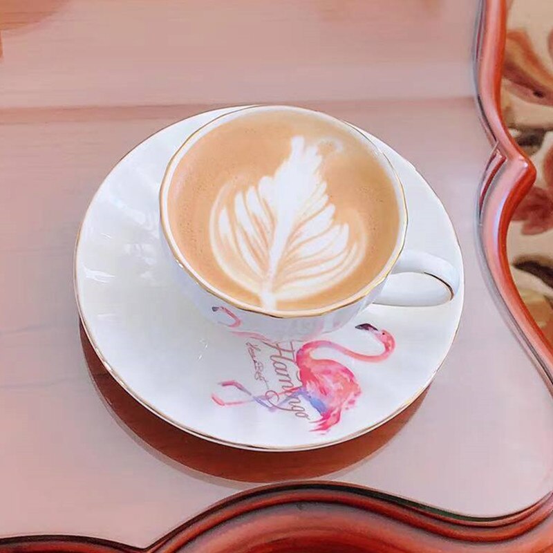Flamingo Coffee Cup and Sacuer Set Household Offic... – Grandado