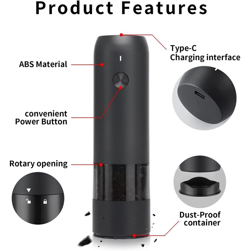 Rechargeable Electric Pepper Grinder, USB Power Su... – Vicedeal