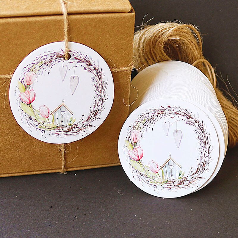 50 stuks Mooie Wit Papier Label Label Bloem Hart H... – Grandado