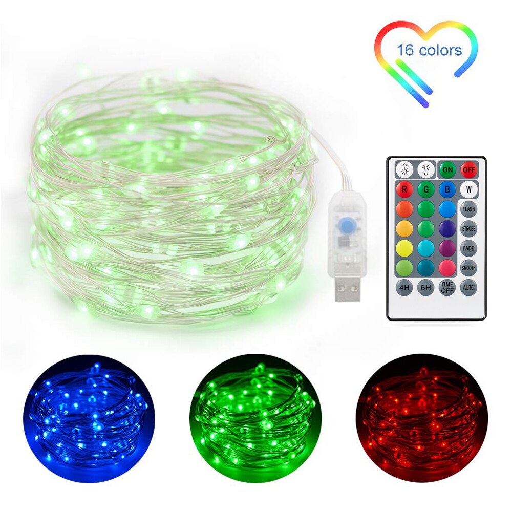 16 farver rgb led fe string lys mikro ris wire jul... – Vicedeal
