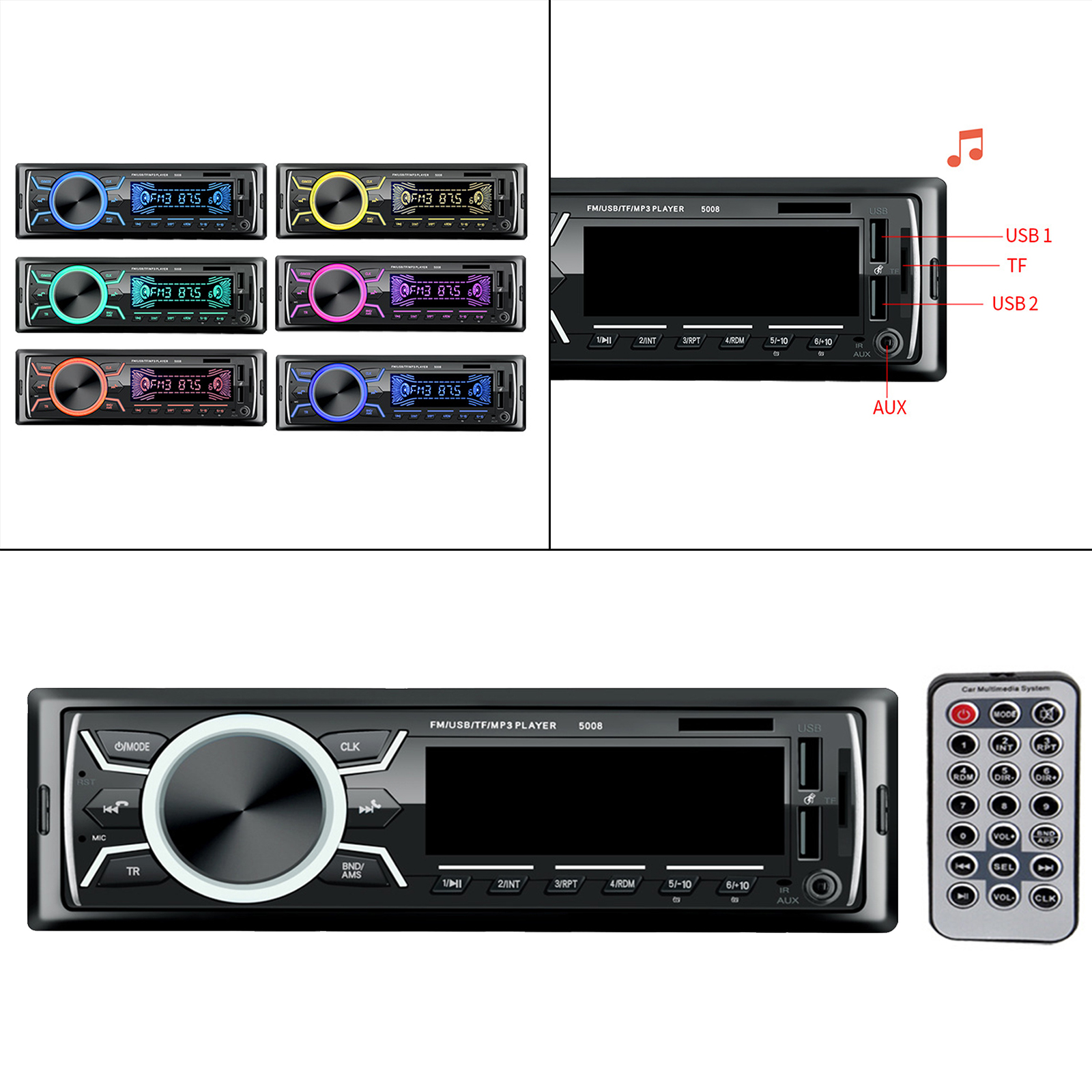 Multimedia 1 DIN 12V Car Stereo Hands-Free Calling... – Grandado