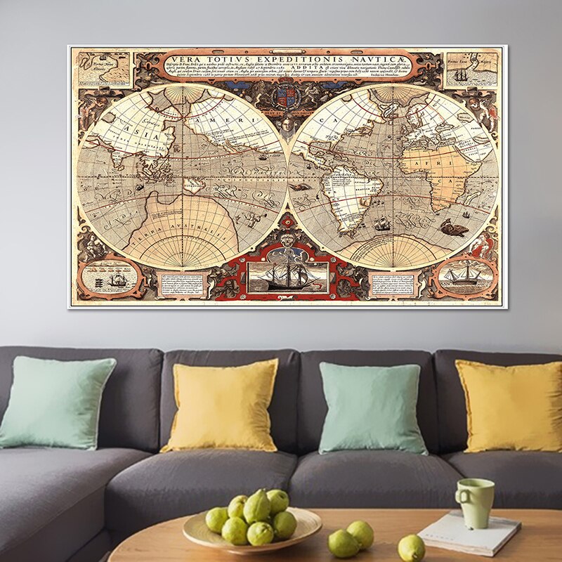 150*90cm The World Map Poster Non-woven Canvas Pai... – Grandado