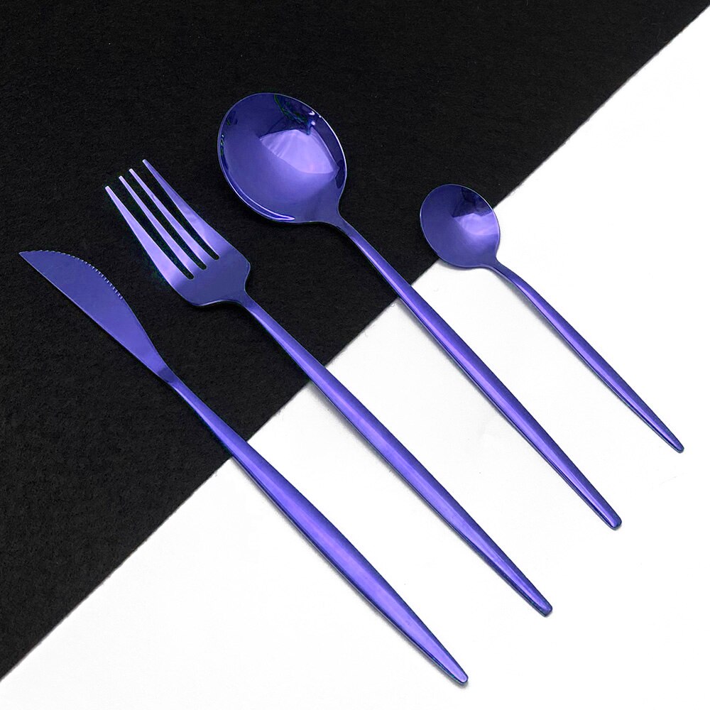 24Pcs White Gold Shiny Dinnerware Set 304 Stainles... – Vicedeal