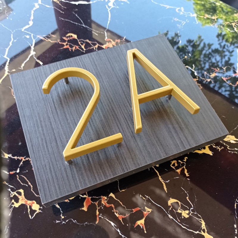 125mm Golden Floating Modern House Number Gold Doo... – Grandado