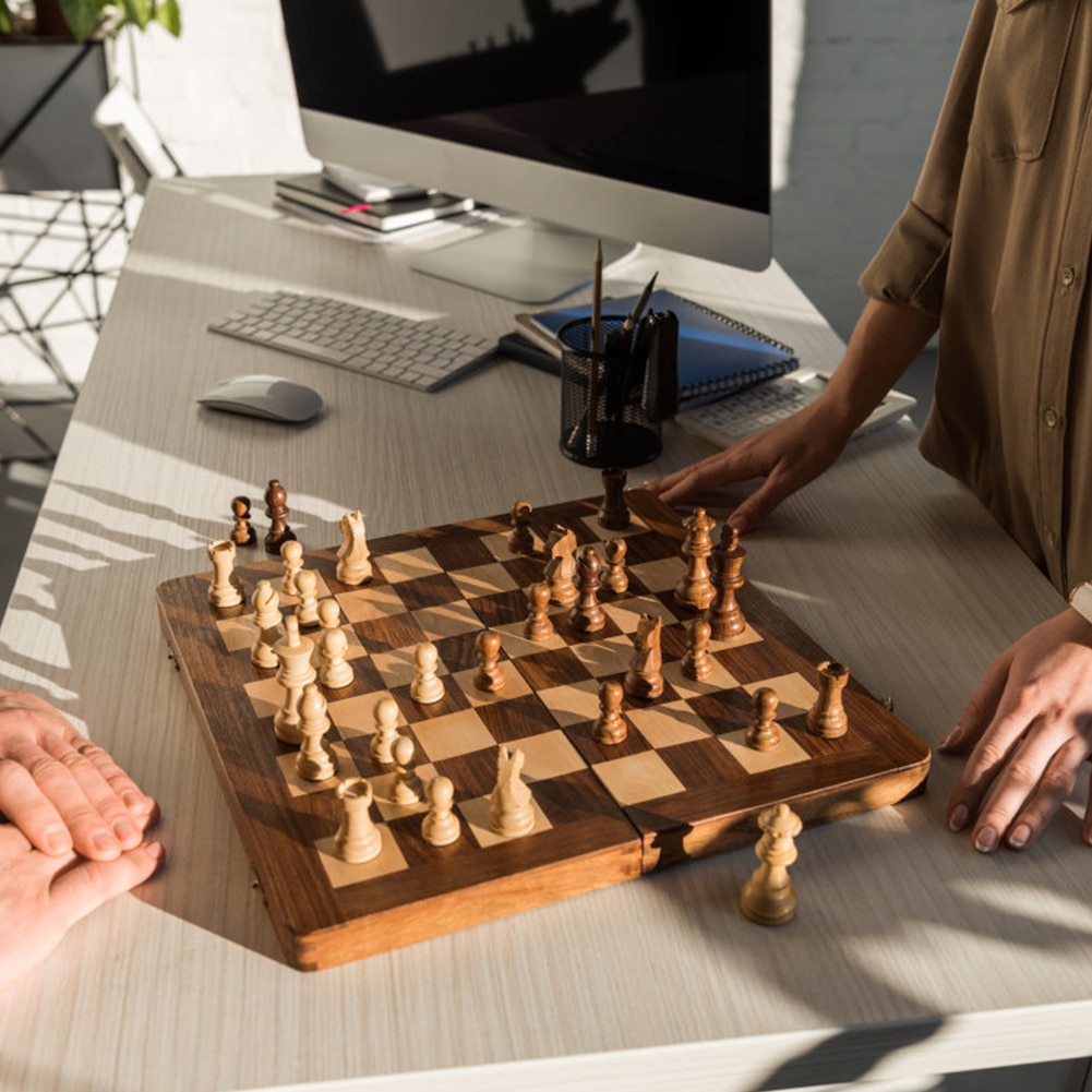 Magnetic Wooden Folding Chess Set with Felted Game... – Grandado