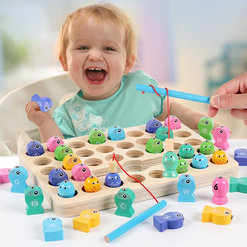 Kids Wooden Magnetic Number Letter Fishing Game In... – Vicedeal